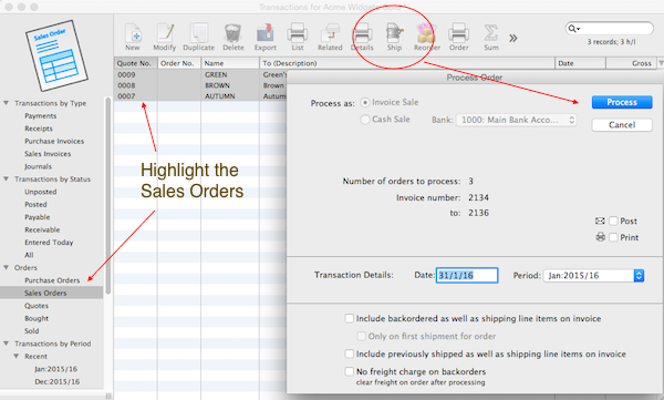 Process multiple orders – Solarsys