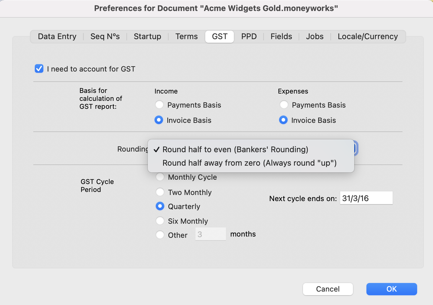MoneyWorks version 9.0.2 – Solarsys