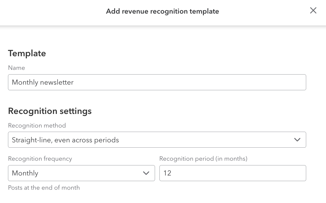 Revenue recognition schedule in QuickBooks Online